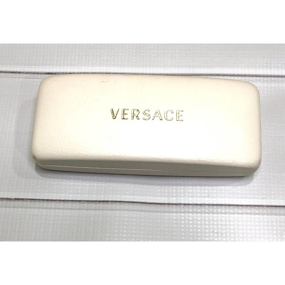 Versace | Accessories | Versace White Pebbled Leather Hard Clamshell ...
